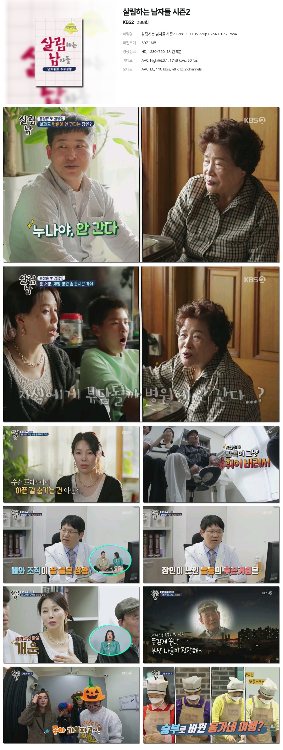 파일보고 - > 다운로드 > [KBS2] 살림하는 남자들 시즌2.E288.221105.720p.H264-F1RST