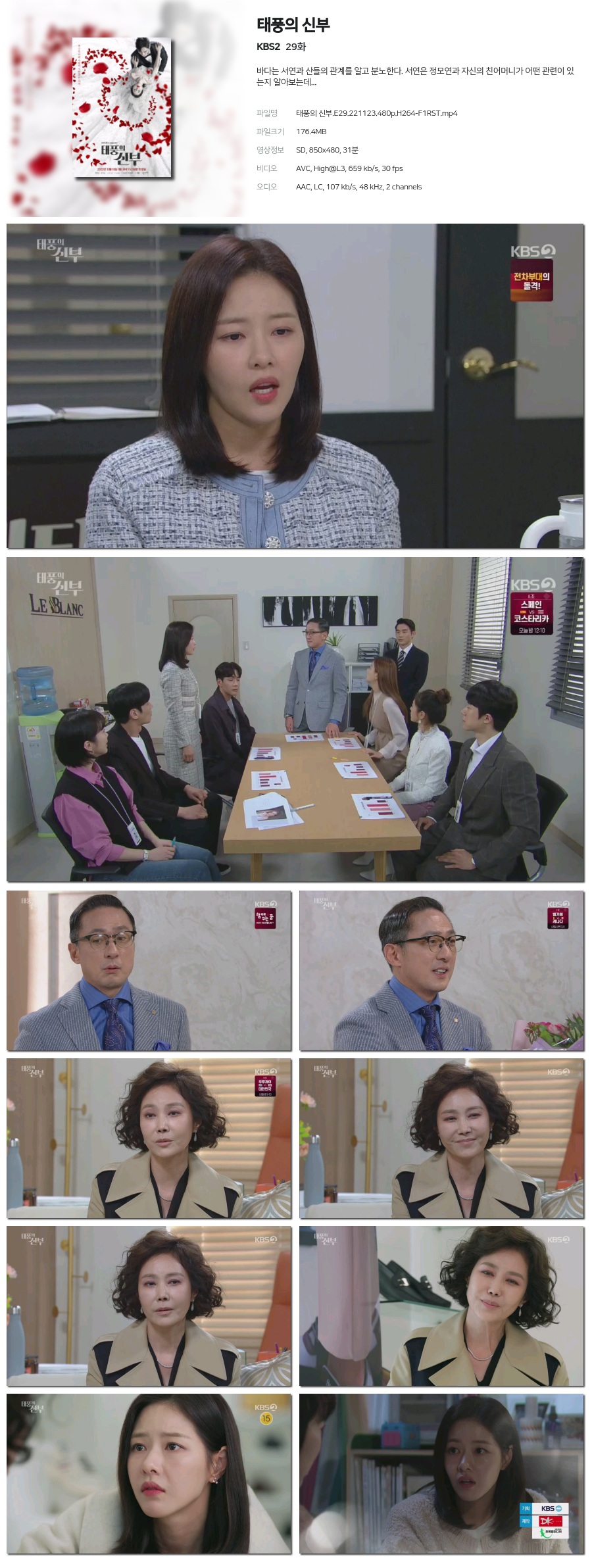 파일보고 - > 다운로드 > [KBS2] 태풍의 신부.E29.221123.480p.H264-F1RST